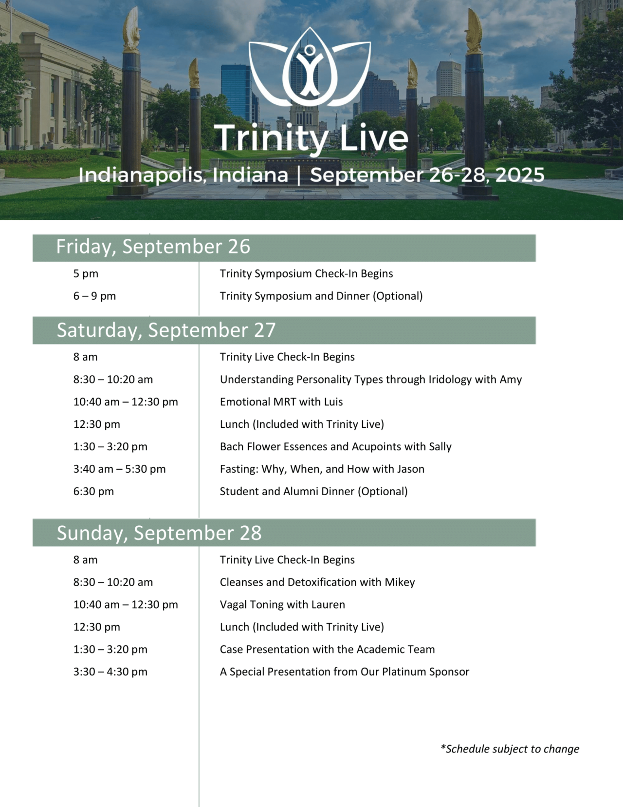 Schedule - Trinity Live